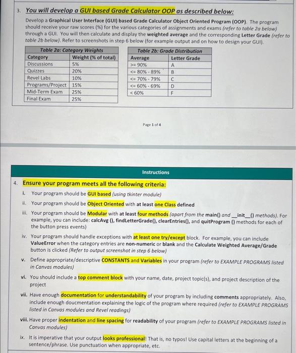 Solved 3. You will develop a GUI based Grade Calculator OOP | Chegg.com