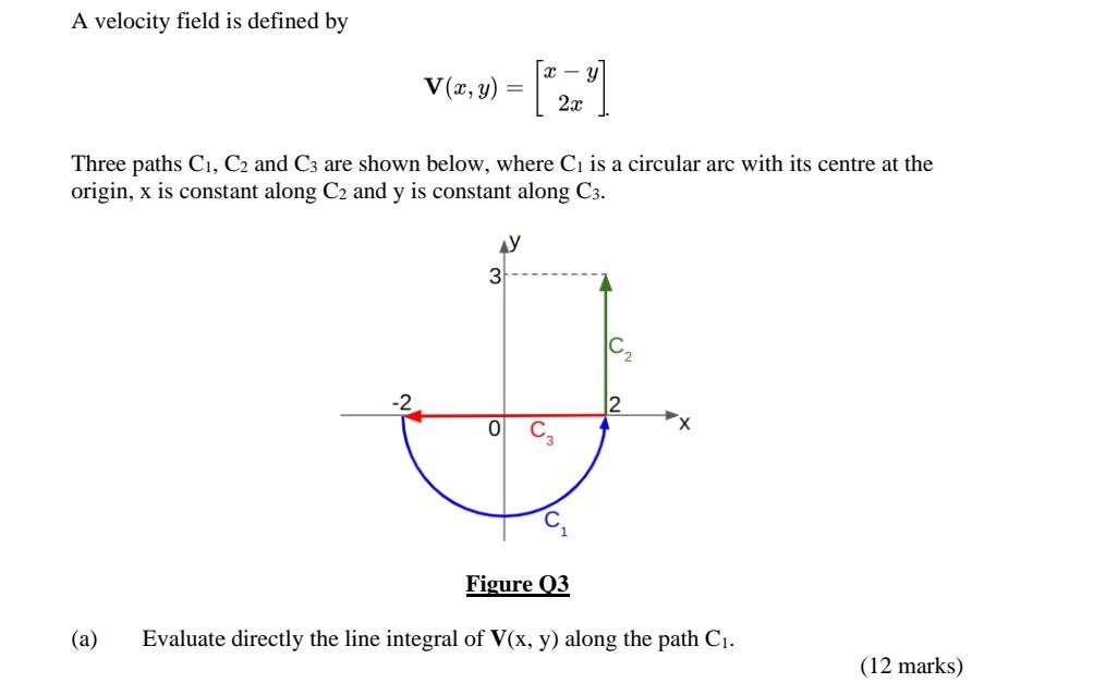 Solved A velocity field is defined by V(x,y)=[x−y2x] Three | Chegg.com