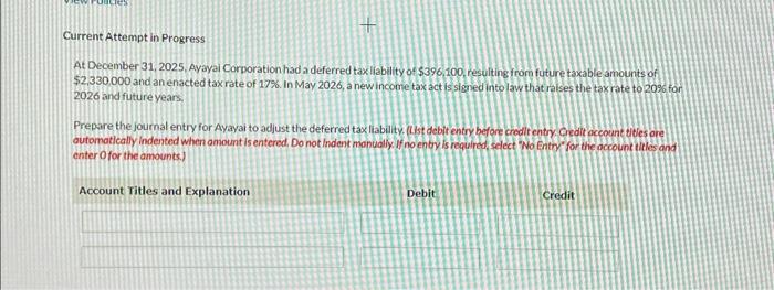 Solved Current Attempt in Progress At December 31, 2025, | Chegg.com