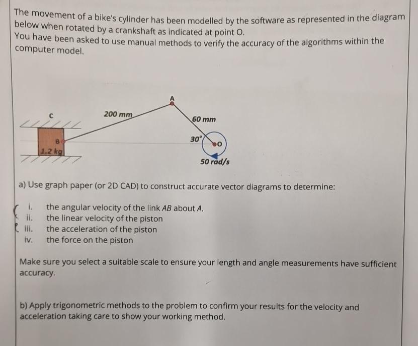 Solved The movement of a bike's cylinder has been modelled | Chegg.com