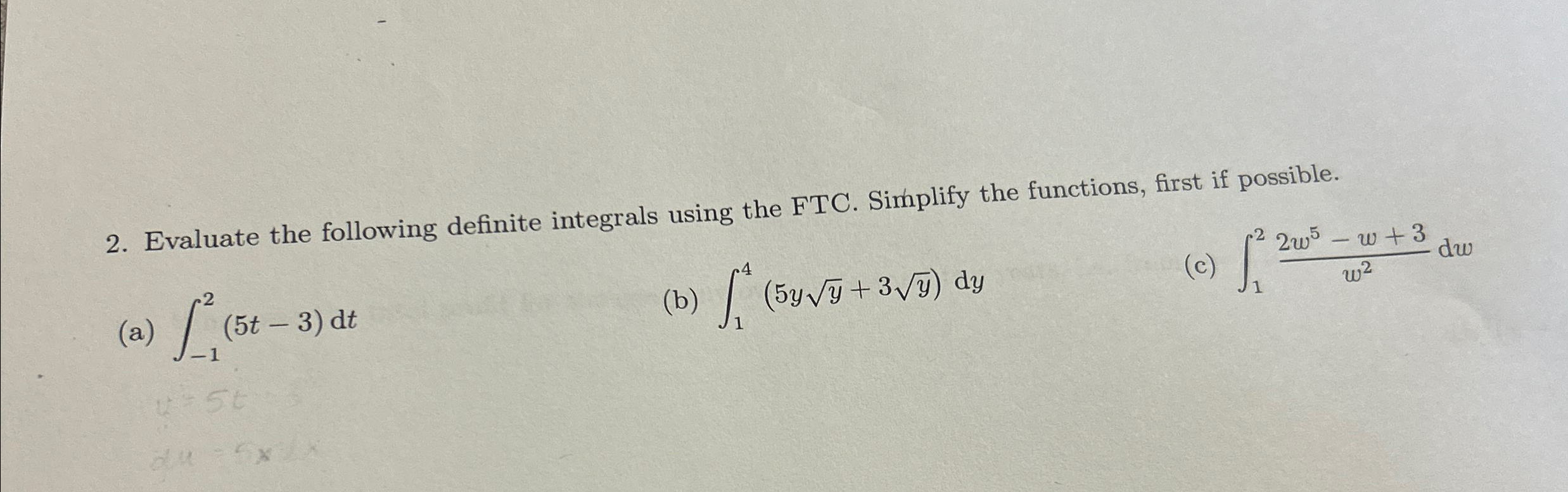 Solved Evaluate the following definite integrals using the | Chegg.com