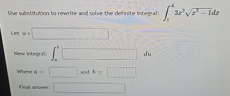 Solved Use substitution to rewrite and solve the definite | Chegg.com