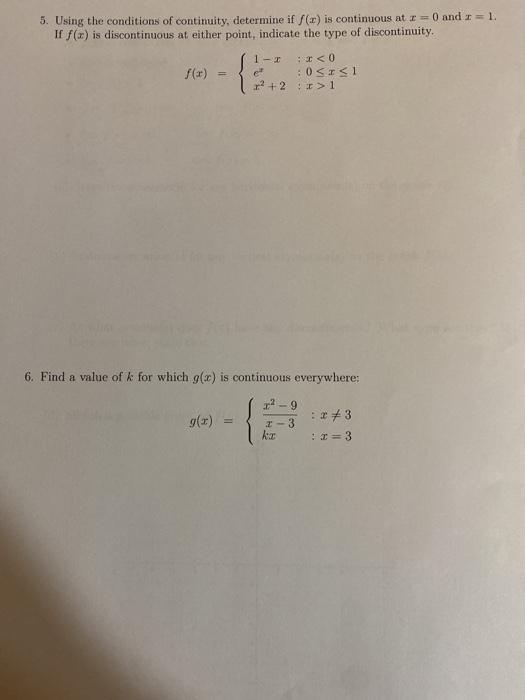 Solved 5. Using the conditions of continuity, determine if | Chegg.com