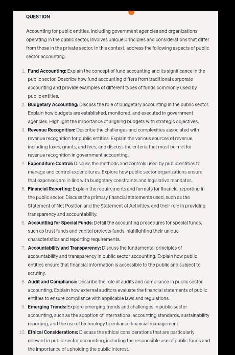 Solved QUESTION Accounting for public entities, including | Chegg.com