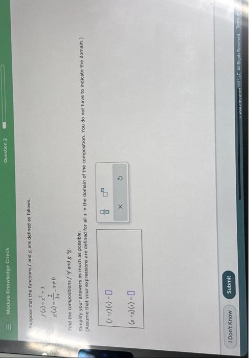 Solved Module Knowledge Check Suppose that the functions f | Chegg.com