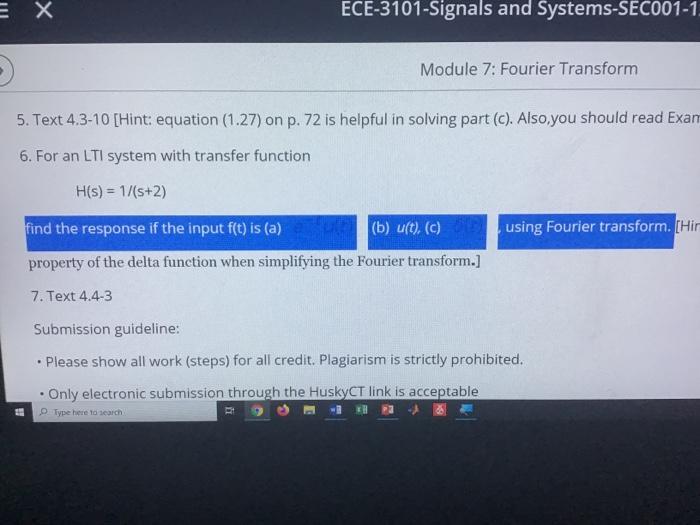 Solved ECE-3101-Signals and Systems-SEC001-1. Module 7: | Chegg.com
