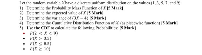 Solved Let the random variable X have a discrete uniform | Chegg.com