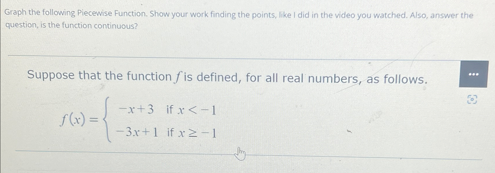 Solved Graph the following Piecewise Function. Show your | Chegg.com