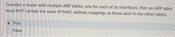 Solved Consider a router with multiple ARP tables, one for | Chegg.com
