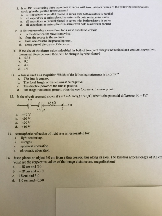 Solved physics 2 final review : can you help with all these | Chegg.com