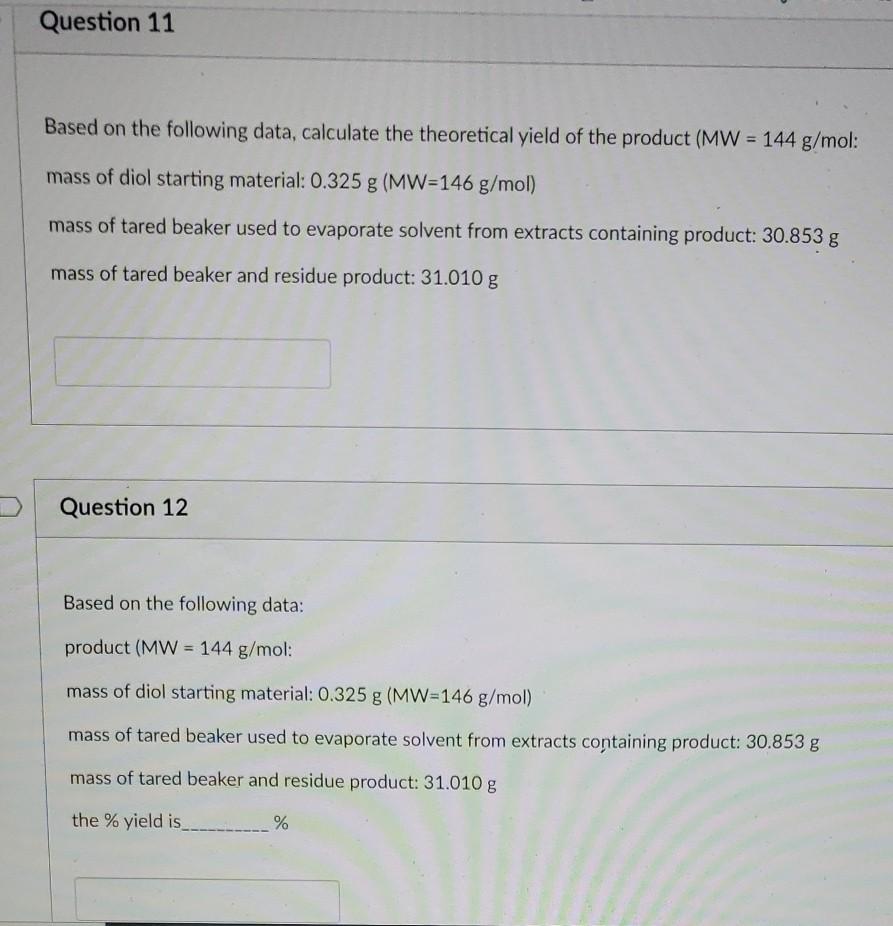 Solved Question 11 Based on the following data, calculate | Chegg.com