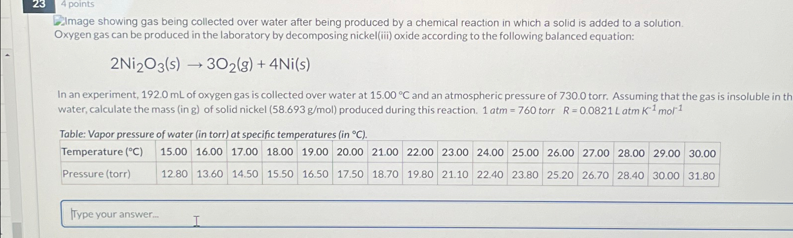 Solved 4 ﻿pointsImage showing gas being collected over water | Chegg.com