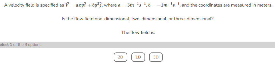 A velocity field is ﻿specified | Chegg.com