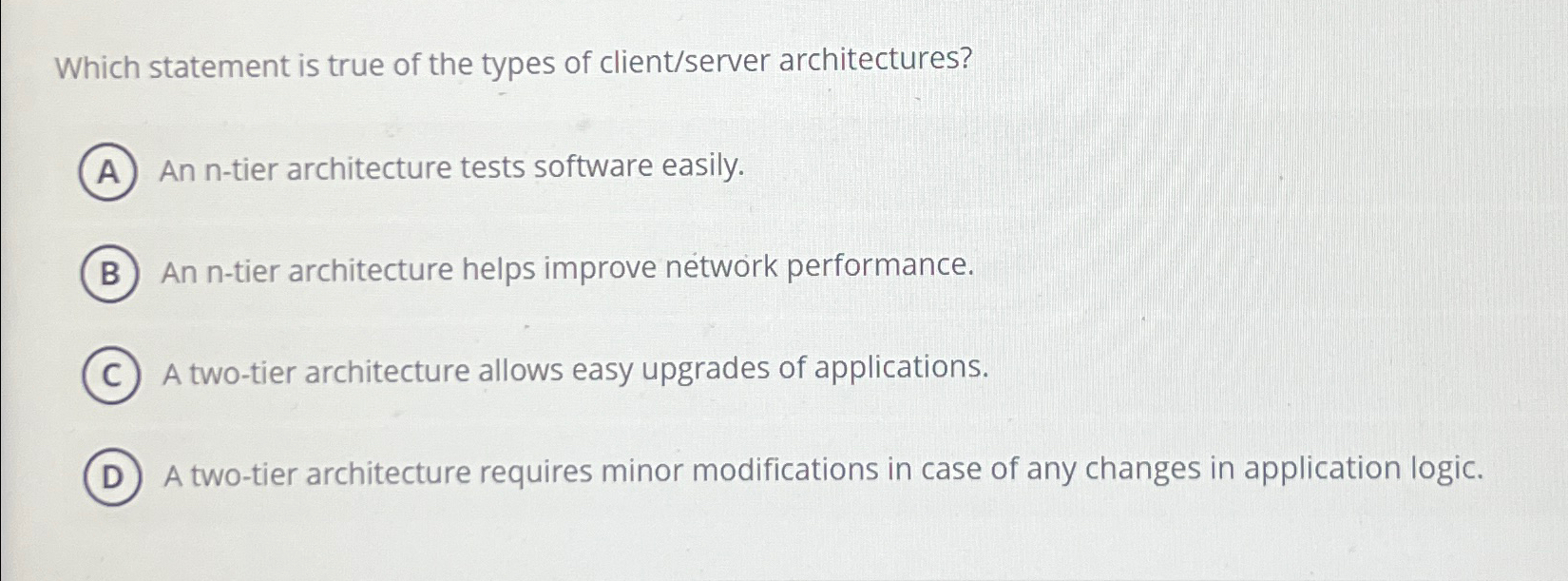 Solved Which statement is true of the types of client/server | Chegg.com