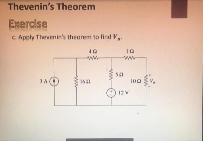 Solved Thevenin's Theorem Exercise a. Determine the Thevenin | Chegg.com