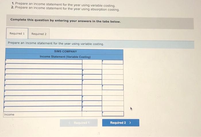 Solved 1 Prepare An Income Statement For The Year Using