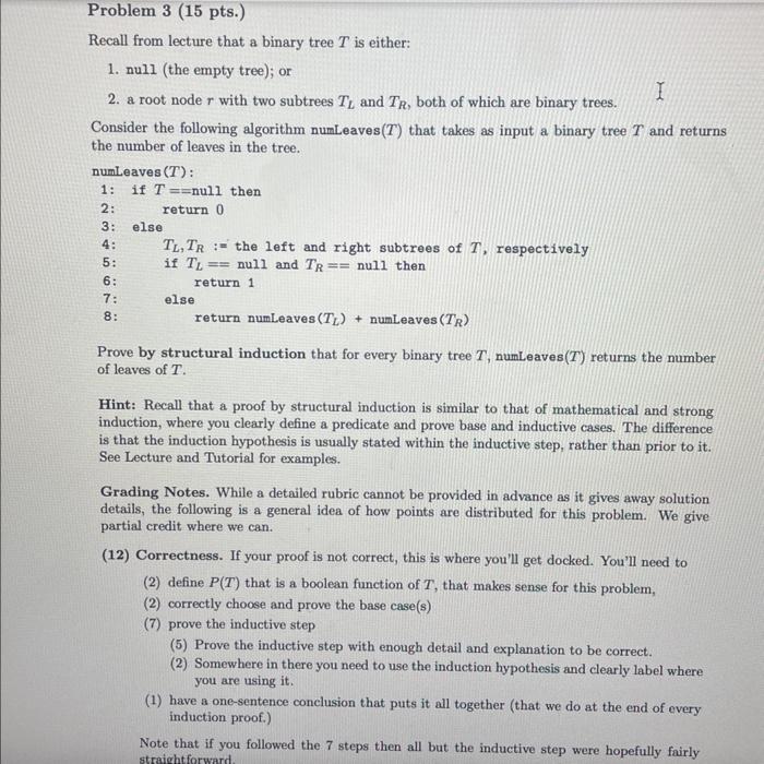 Solved Problem 3 (15 pts.) Recall from lecture that a binary | Chegg.com