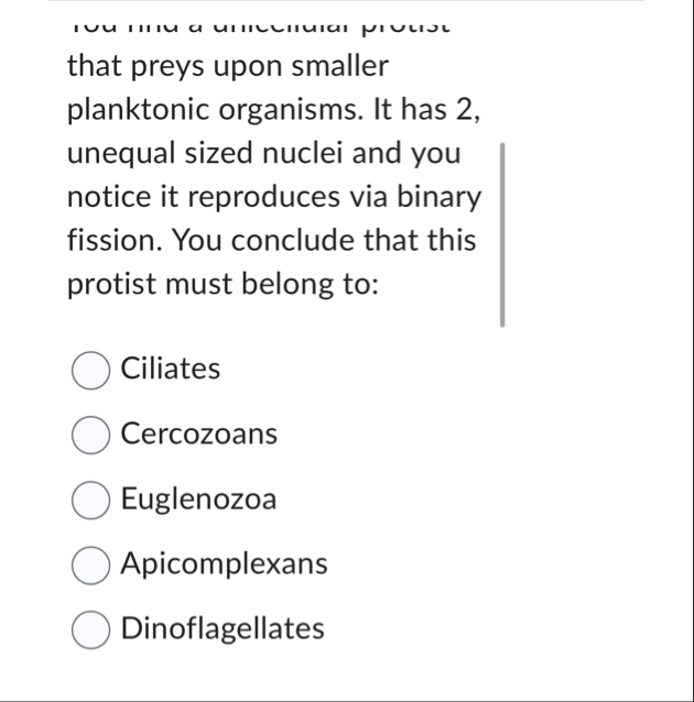 Solved You find a unicellular protist that preys upon | Chegg.com
