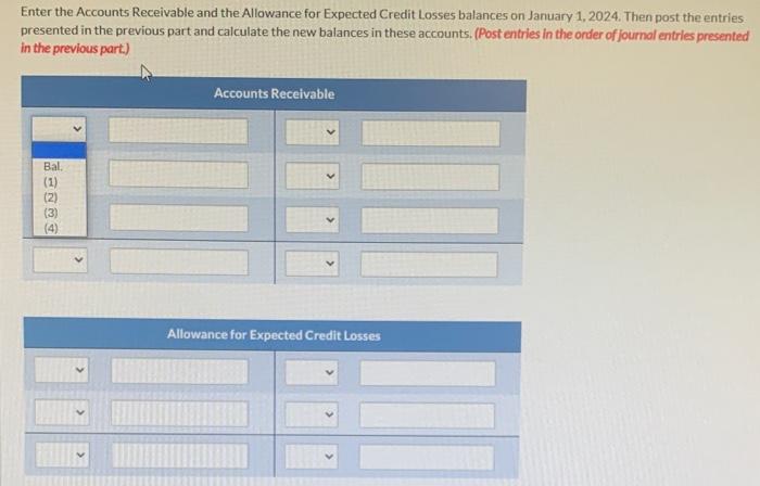 Solved Enter the Accounts Receivable and the Allowance for | Chegg.com