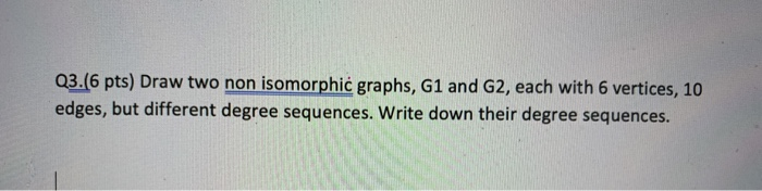 Solved Q3.(6 pts) Draw two non isomorphic graphs, G1 and G2, | Chegg.com