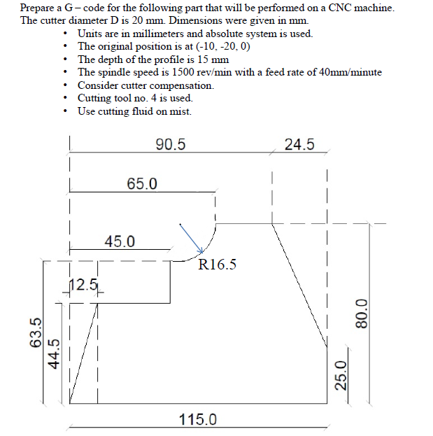 Solved Prepare a G - ﻿code for the following part that will | Chegg.com