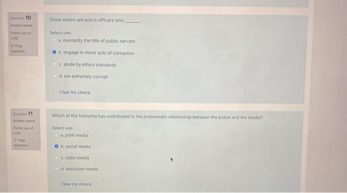 Solved Guction 10 Awe Sud Grass eaters are police officers | Chegg.com