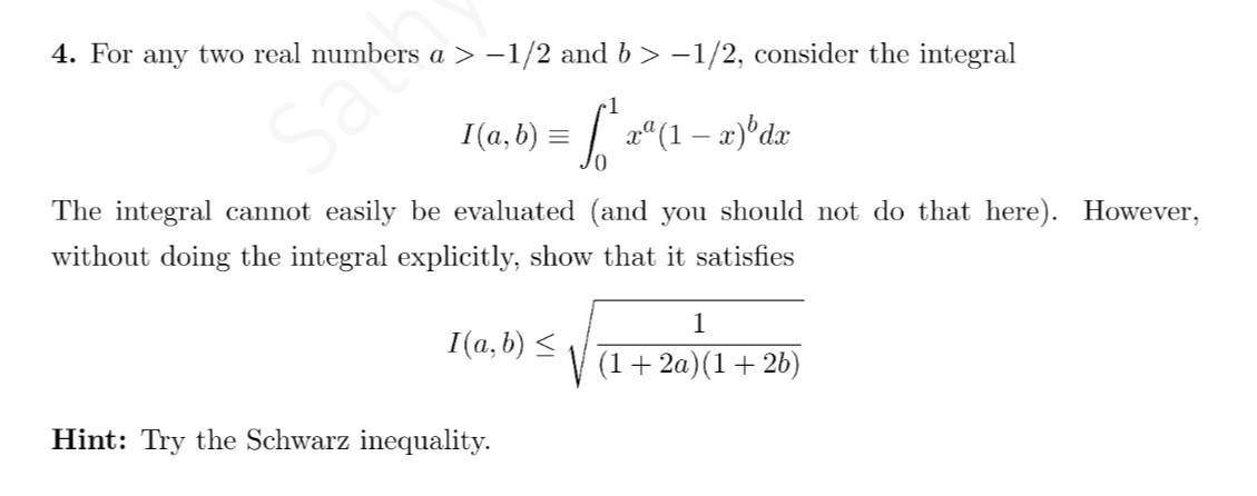 Solved 4. For any two real numbers a>−1/2 and b>−1/2, | Chegg.com