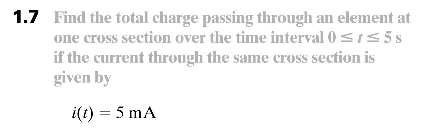 Solved 1.7 ﻿Find the total charge passing through an element | Chegg.com