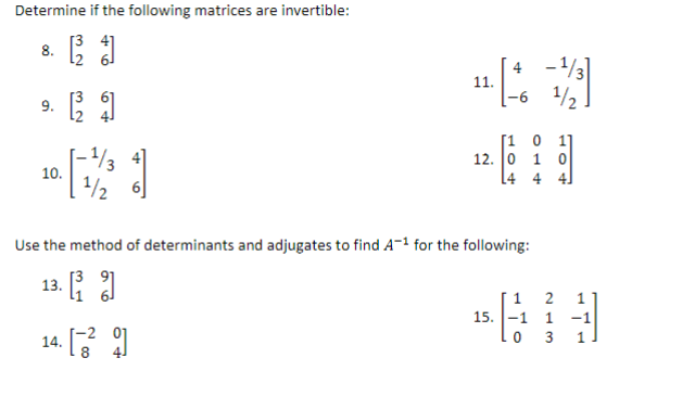 Determine if the following matrices are | Chegg.com
