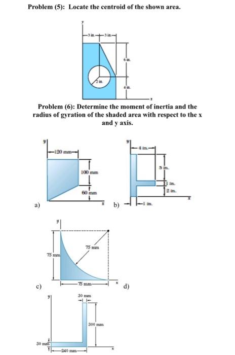 Solved Problem (5): Locate the centroid of the shown area. | Chegg.com