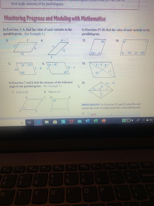 Solved Jou can other angle measures of the parallelogram. | Chegg.com