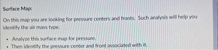 Surface Map: On this map you are looking for pressure | Chegg.com