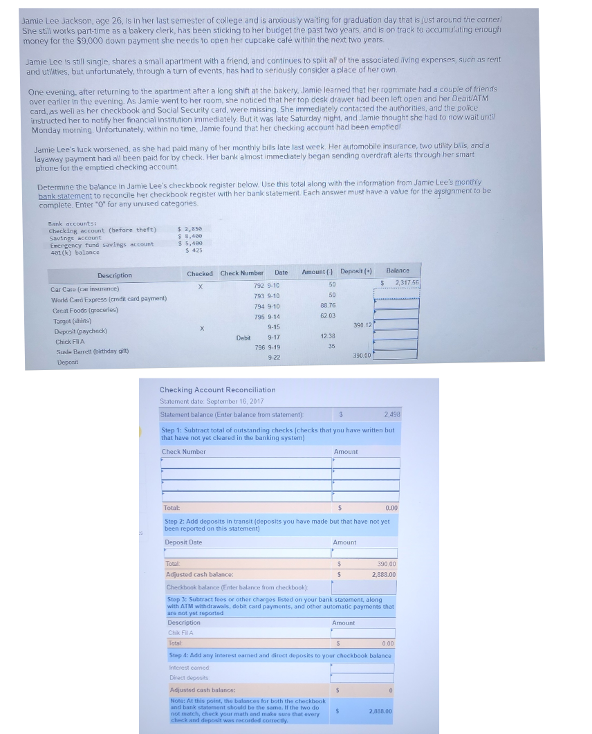 Solved Continuing Case 28. ﻿Checking Account | Chegg.com