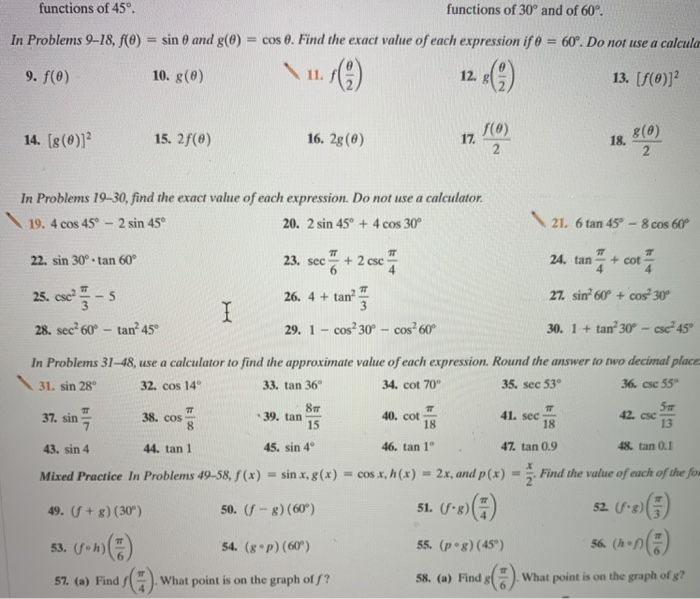 Solved functions of 45° functions of 30° and of 60°. In | Chegg.com