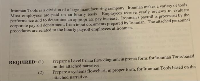 Ironman Tools is a division of a large manufacturing | Chegg.com