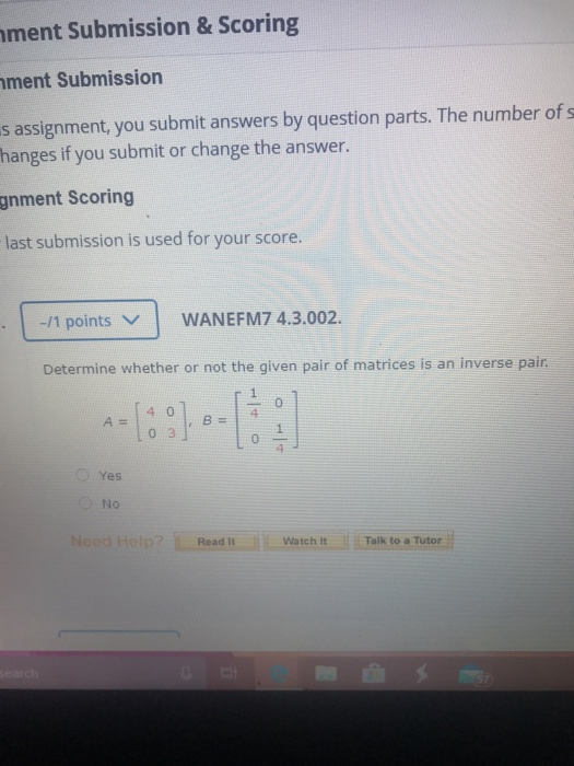 Solved determine whether or not the given pair of matrices | Chegg.com