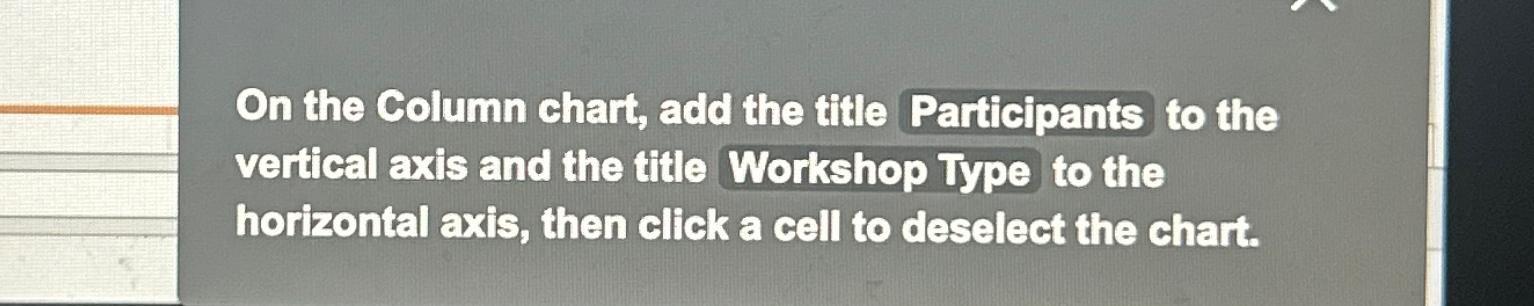 On the Column chart, add the title Participants to | Chegg.com
