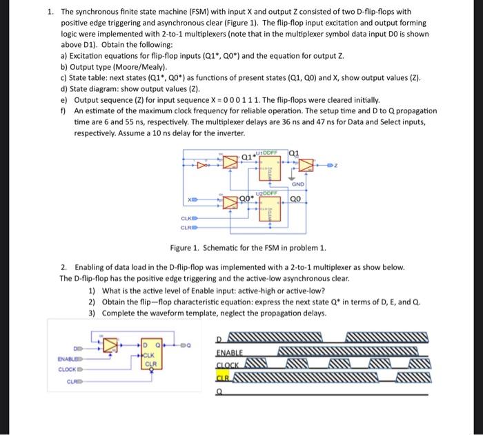 Solved 1 The Synchronous Finite State Machine Fsm With