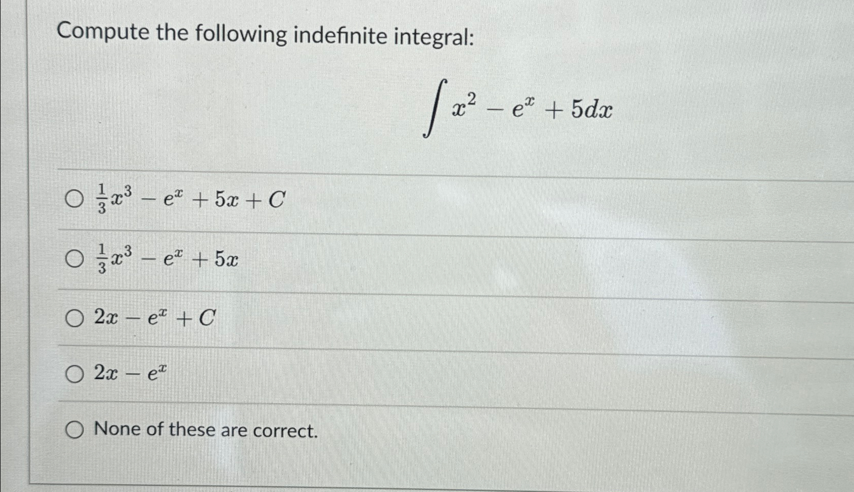 Solved Compute the following indefinite | Chegg.com