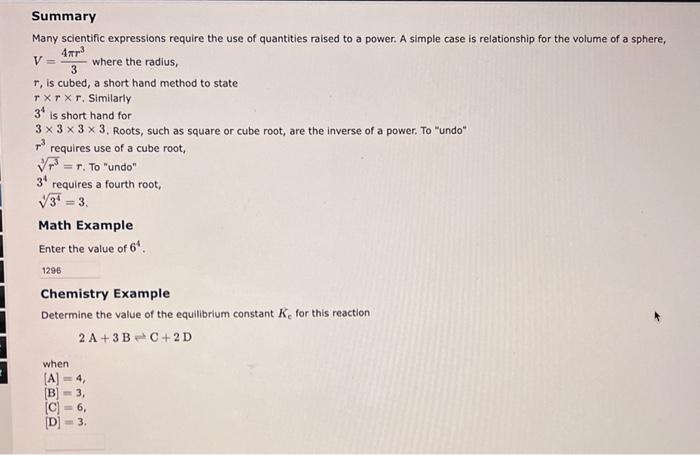 Solved Summary Many scientific expressions require the use | Chegg.com