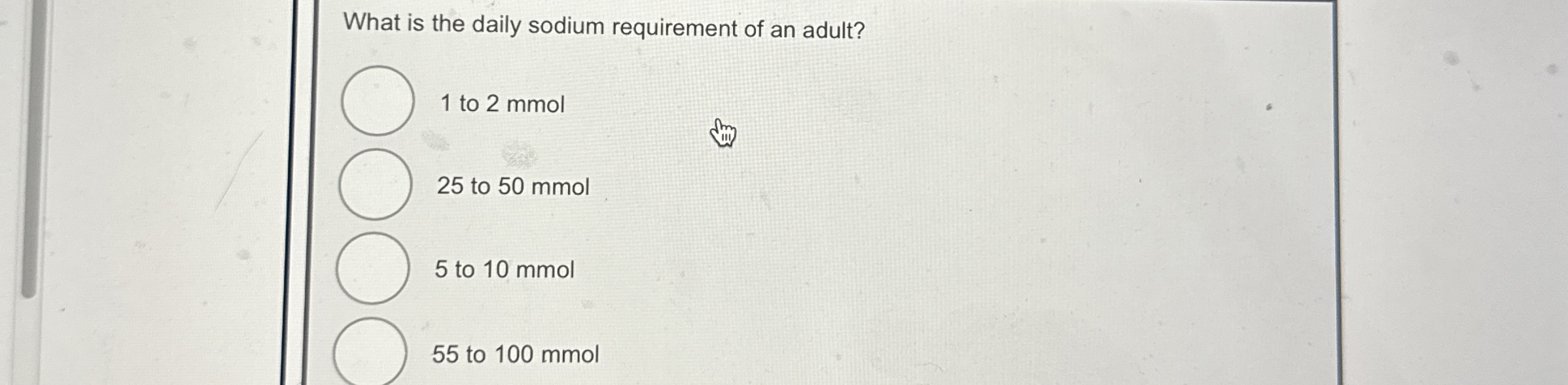 Solved What is the daily sodium requirement of an adult?1 | Chegg.com