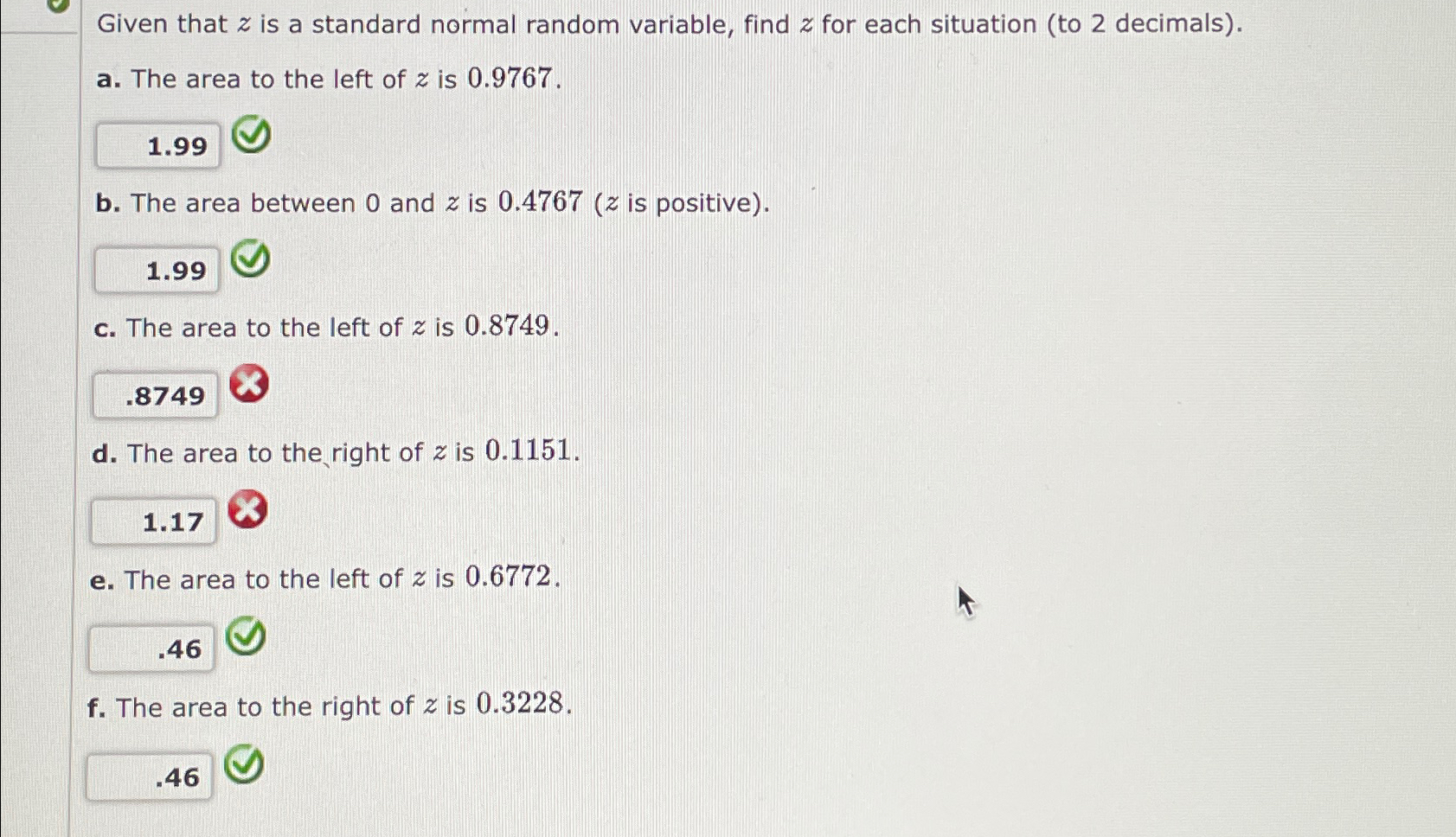 Solved Given that z ﻿is a standard normal random variable, | Chegg.com