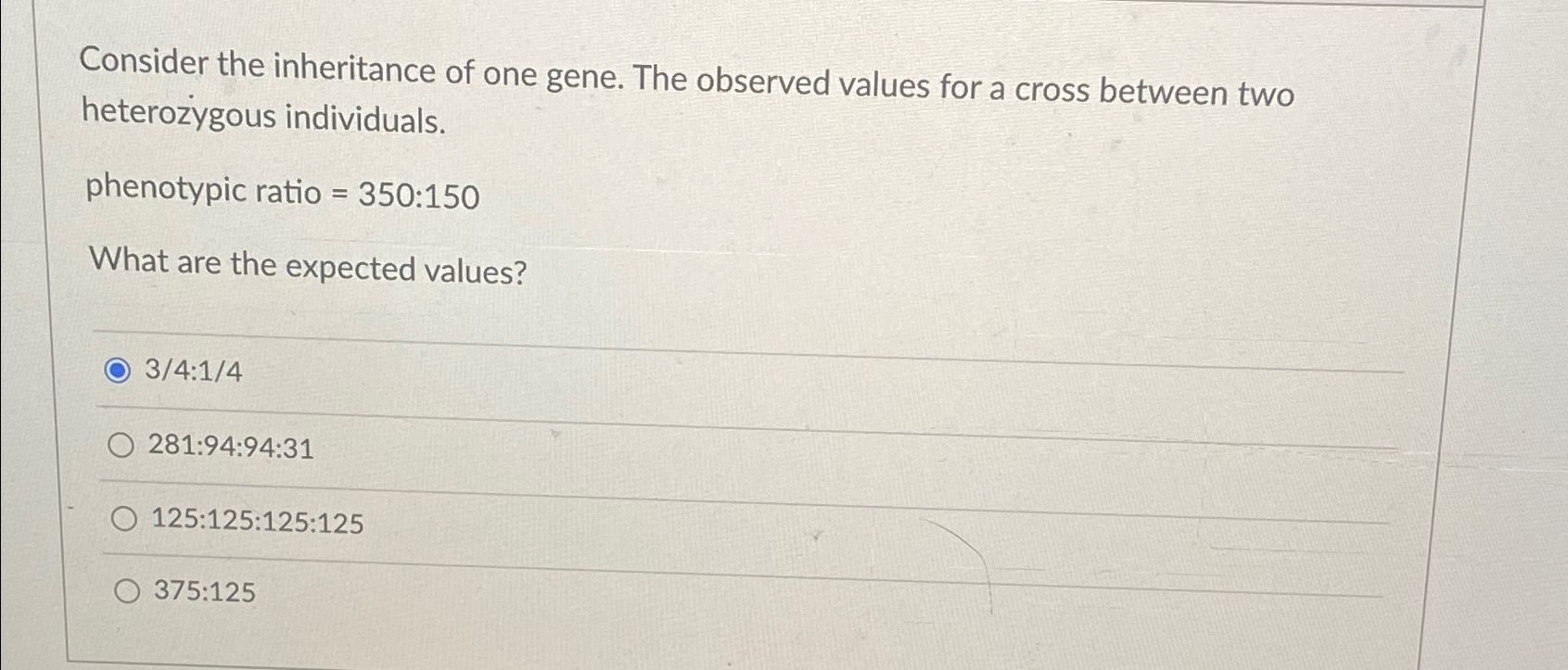 Consider the inheritance of one gene. The observed | Chegg.com