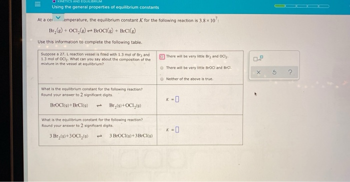 Solved KINETICS AND EQUILIBRIUM Using the general properties | Chegg.com