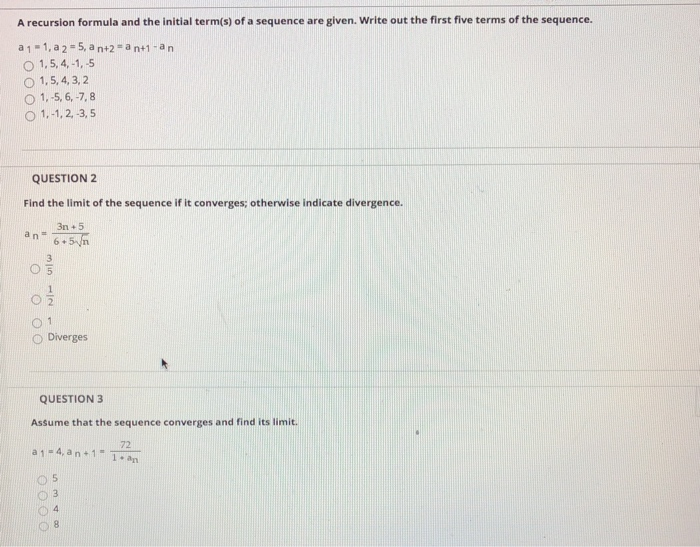 Solved A recursion formula and the initial term(s) of a | Chegg.com