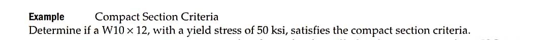 Solved Example Compact Section Criteria Determine if a W10 x | Chegg.com