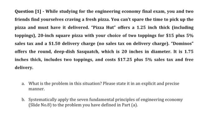 Solved Question [1] - While studying for the engineering | Chegg.com