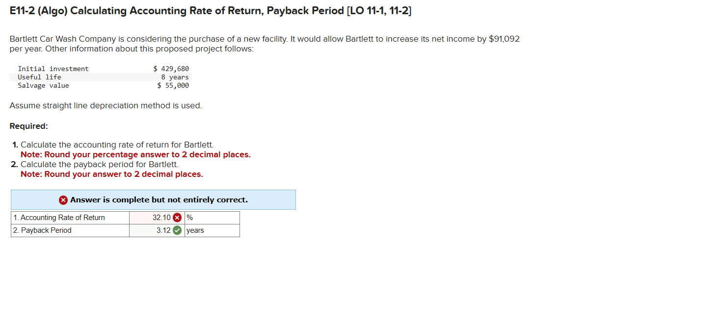 Solved E11-2 (Algo) ﻿Calculating Accounting Rate of Return, | Chegg.com