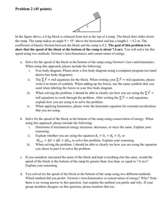 Solved Problem 2 (45 points) iv. In the figure above, a 6-kg | Chegg.com