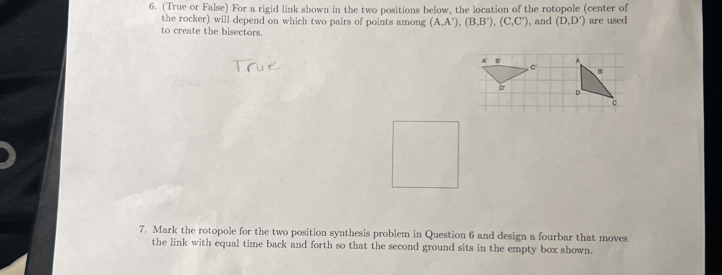 Solved (True or False) ﻿For a rigid link shown in the two | Chegg.com